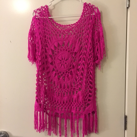 Tops | Bright Pink Crochet Top Nwot | Poshmark